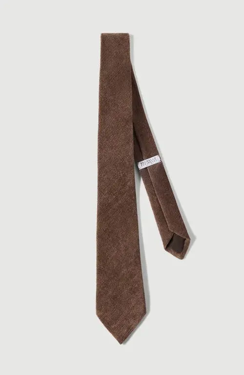 Brunello Cucinelli Fluid Corduroy Neck Tie - Cigar