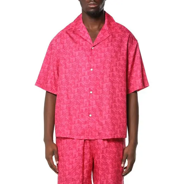 PURPLE BRAND Logo Pattern Camp Shirt - Pink