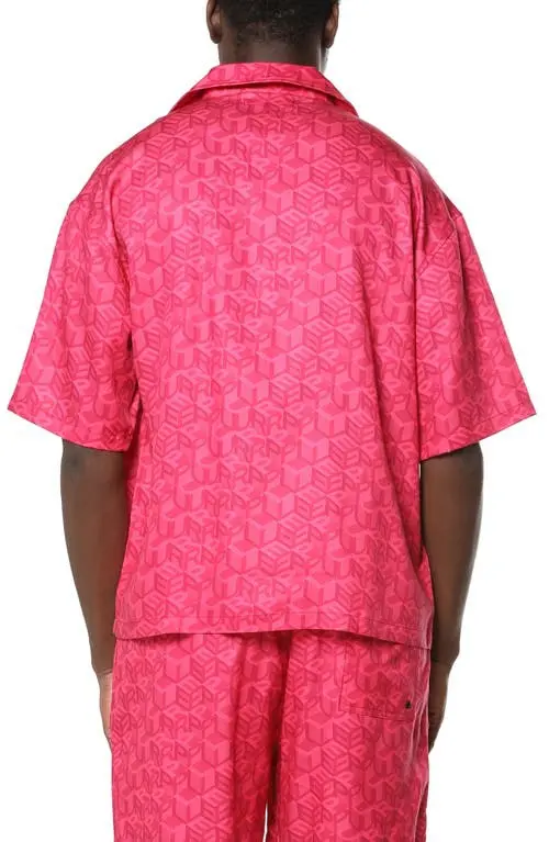 PURPLE BRAND Logo Pattern Camp Shirt