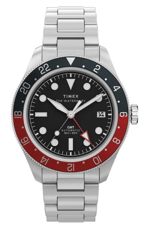 Timex® The Waterbury Heritage Gmt Automatic Bracelet Watch - Silverone
