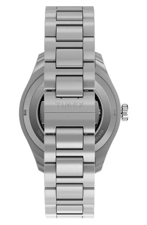 Timex® Waterbury Heritage Gmt Automatic Stainless Steel Bracelet Watch - Silverone