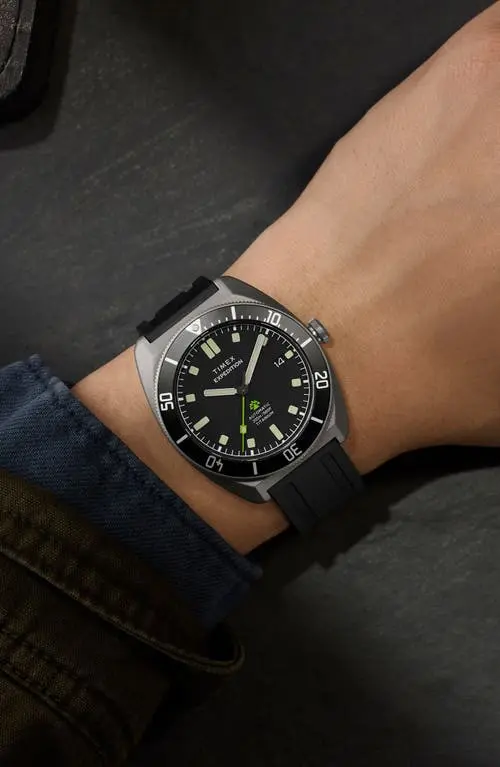 Timex® Expedition Pioneer Automatic Rubber Strap Watch