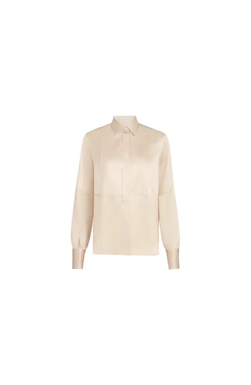 Brunello Cucinelli Stretch Silk Satin Shirt With Monili - Sand