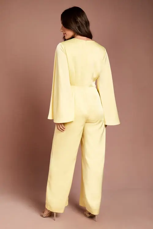 Coast Satin Flare Sleeve Wide Leg Jumpsuit