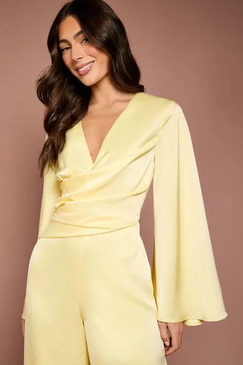 Coast Satin Flare Sleeve Wide Leg Jumpsuit