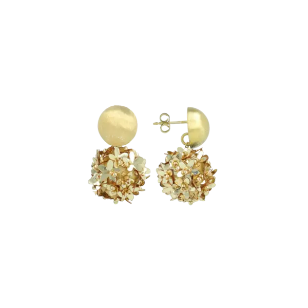 LOTT.GIOIELLI Sequin Flower Globe Statement Earrings - Gold