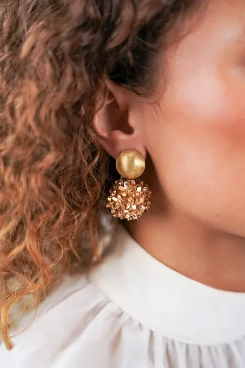 LOTT.GIOIELLI Sequin Flower Globe Statement Earrings