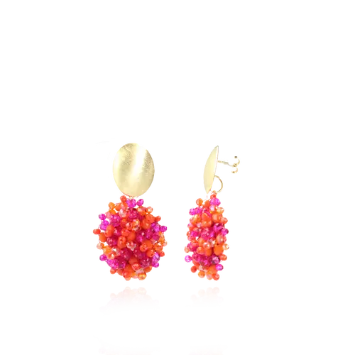 LOTT.GIOIELLI Oval Mixed Glassberry Earrings - Mixed Fushia