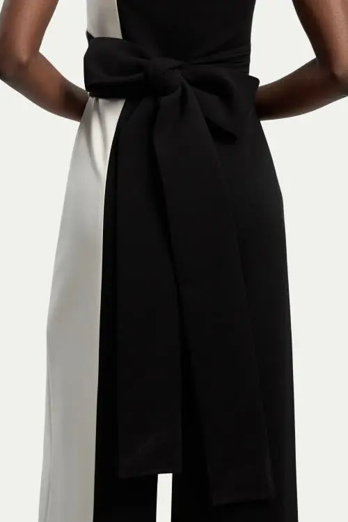 Karen Millen Two-tone Bandeau Jumpsuit With Bow Detail