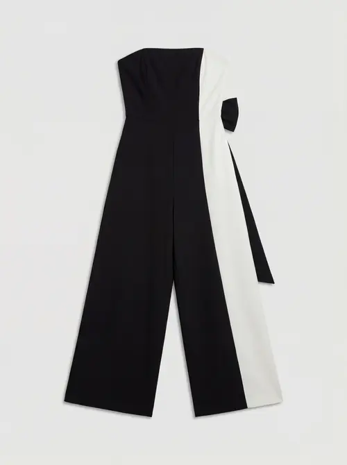 Karen Millen Two-tone Bandeau Jumpsuit With Bow Detail