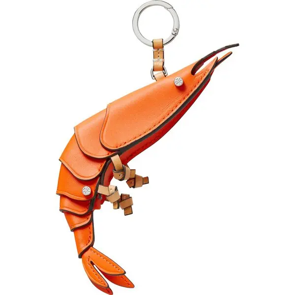 Tory Burch Prawn Leather Key Fob - Orange