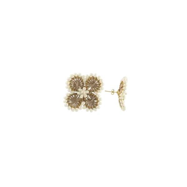 LOTT.GIOIELLI Silk Flower Earrings - Champagne