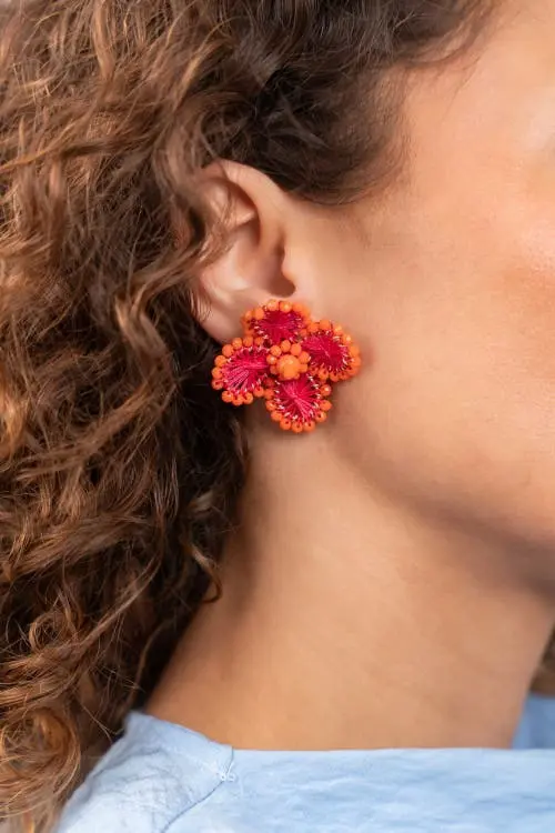 LOTT.GIOIELLI Silk Flower Statement Earrings