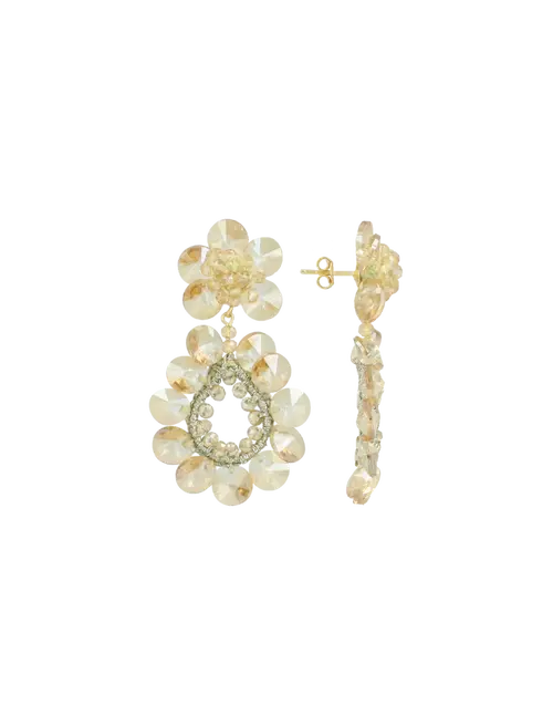 LOTT.GIOIELLI Flower Double Drop Earrings - Champagne