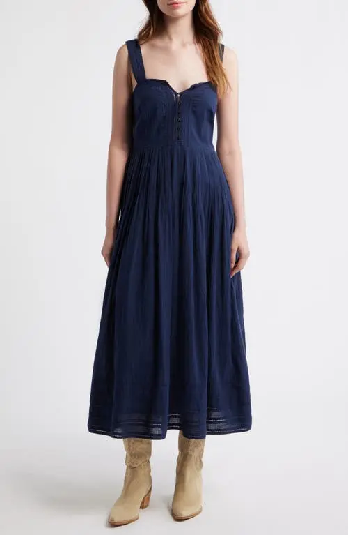 The Great. The Daybreak Cotton Midi Dress - Navy