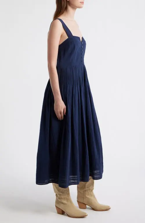 The Great. Daybreak Embroidered Cotton Midi Dress