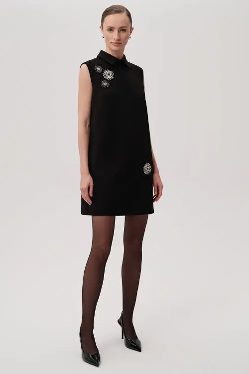 EXQUISE Sleeveless Shirt Collar Dress
