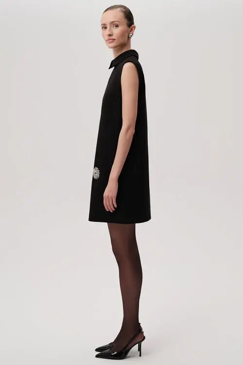 EXQUISE Sleeveless Shirt Collar Dress