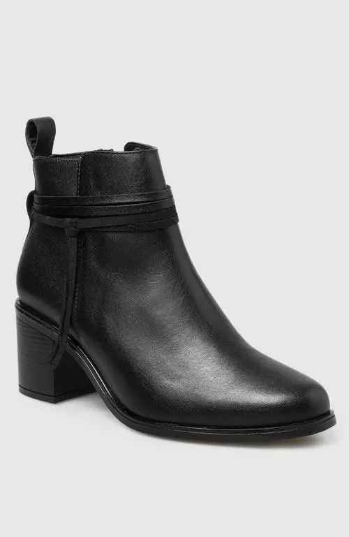 MANELA Aleck Block Heel Side Zip Ankle Bootie