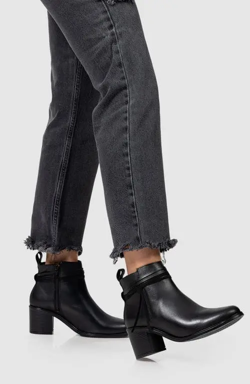 MANELA Aleck Block Heel Side Zip Ankle Bootie