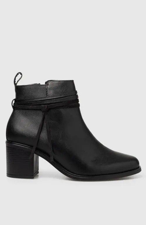 MANELA Aleck Block Heel Side Zip Ankle Bootie