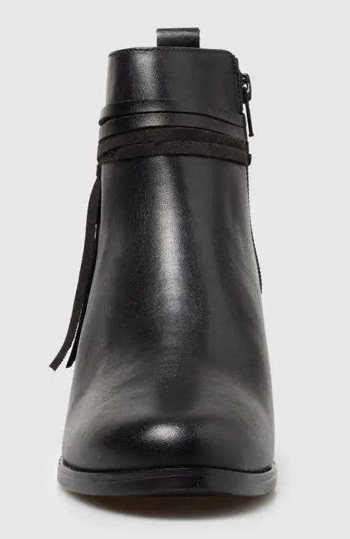 MANELA Aleck Block Heel Side Zip Ankle Bootie