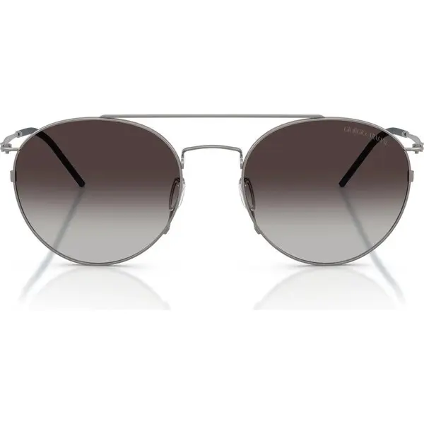 ARMANI 53mm Round Sunglasses - Matte Gunmetal/grey Gradient
