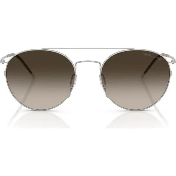 ARMANI Round Frame Sunglasses - Matte Silver/gradient Brown