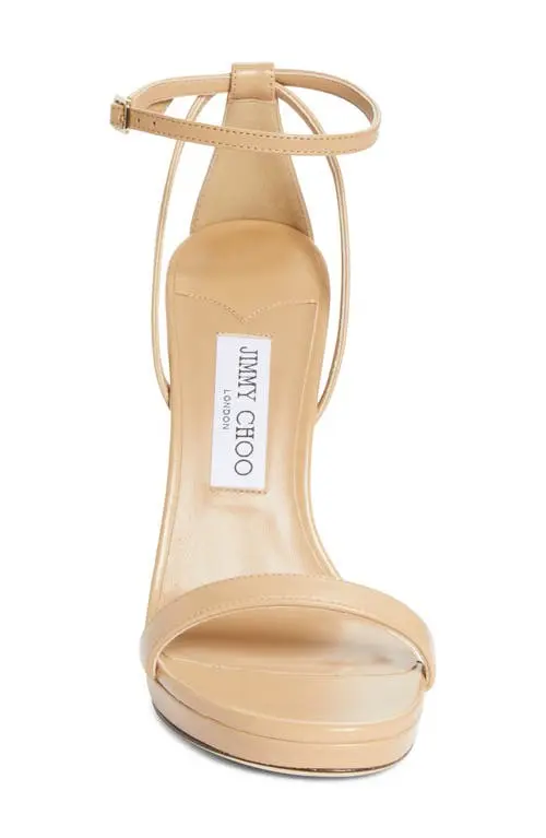 JIMMY CHOO Moza Ankle Strap Platform Sandal - Chai