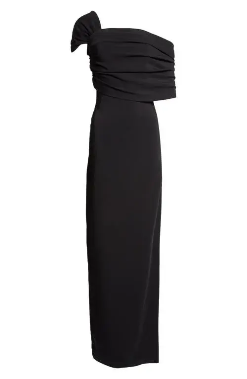 Oscar De La Renta Draped Sleeve Stretch Cady Gown
