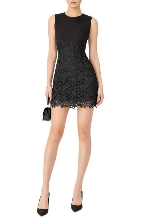 Endless Rose Mixed Media Minidress - Black