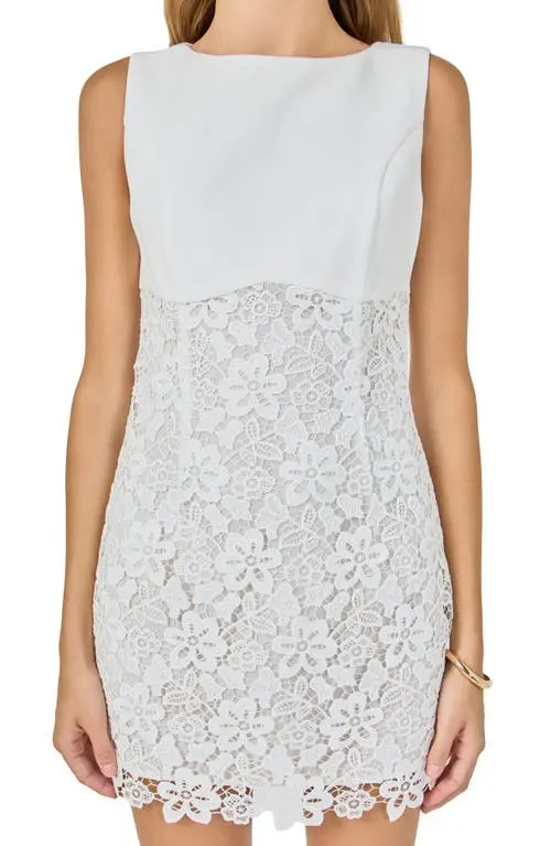Endless Rose Mixed Media Lace Minidress - White