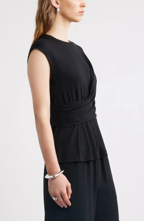 Nordstrom Draped Cap Sleeve Peplum Top - Black