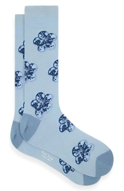 Paul Smith Floral Intarsia Knit Dress Socks - Turquoise