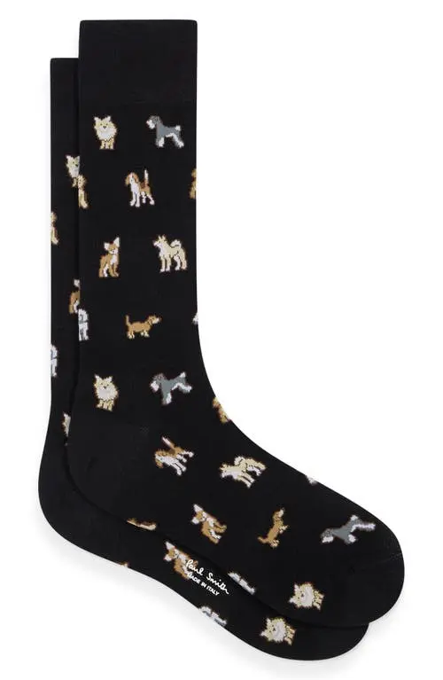 Paul Smith Kyoto Dog Intarsia Dress Socks - Black