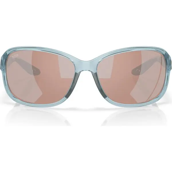 COSTA DEL MAR Seadrift 58mm Polarized Square Sunglasses - Translucent Silt Blue