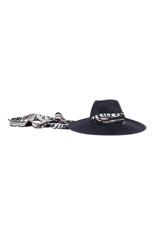 Eugenia Kim Cassidy Packable Straw Fedora With Scarf - Black