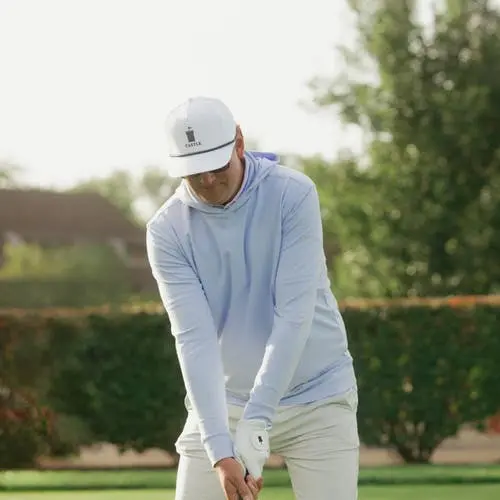CASTLE GOLF Performance Pullover Hoodie - Light Blue