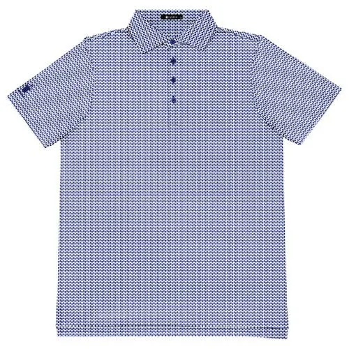 CASTLE GOLF Castle Print Performance Polo Shirt - Navy