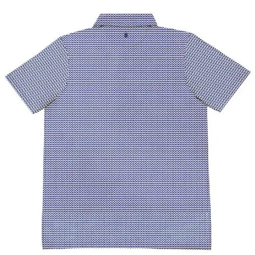 CASTLE GOLF Castle Print Performance Polo Shirt - Navy