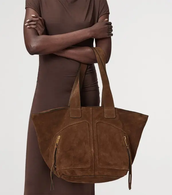 ALLSAINTS Suede Jean Rey Tote Bag - Brown