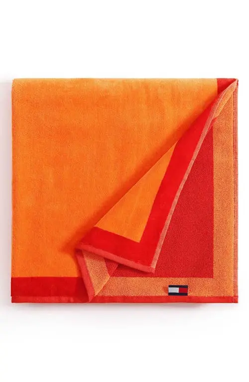 Tommy Hilfiger Colorblock Monogram Beach Towel - Orange/cherry