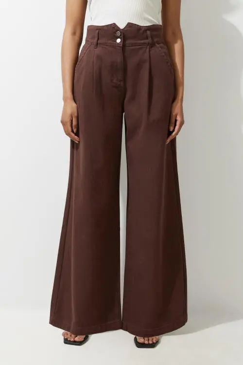 Karen Millen Wide Leg Denim Jeans - Chocolate