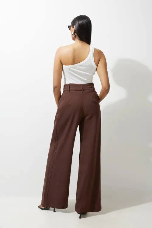 Karen Millen Wide Leg Denim Jeans - Chocolate