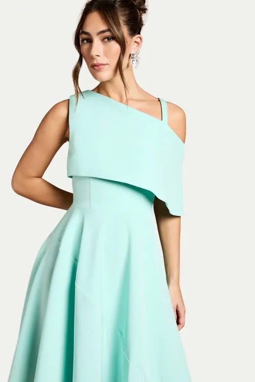 Coast Asymmetric Crepe Midi Dress With High-low Hem