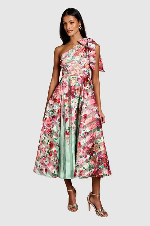 Coast Petite Organza One Shoulder Midi Dress - Sage