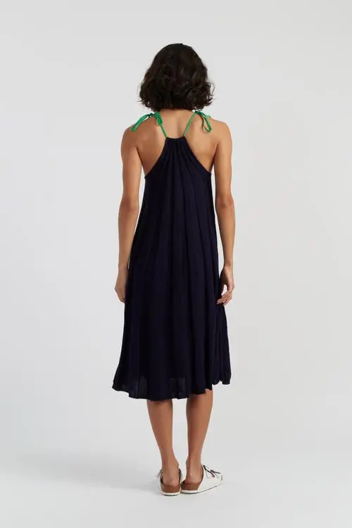 Chinti & Parker Cotton Cherry Tie Strap Swing Dress