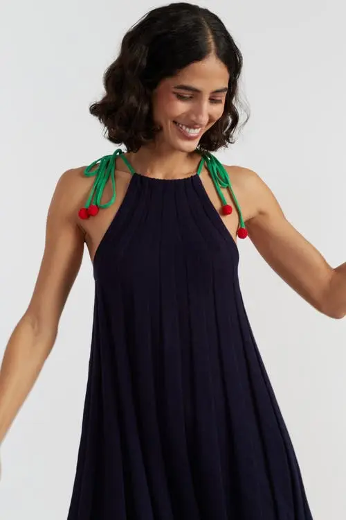 Chinti & Parker Cotton Cherry Tie Strap Swing Dress