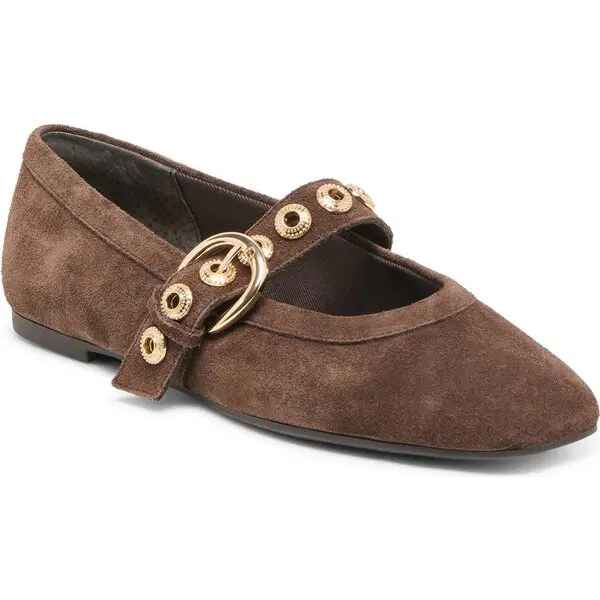 Dolce Vita Marten Mary Jane Ballet Flat - Dark Brown Suede