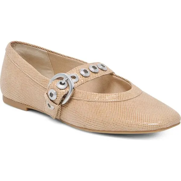 Dolce Vita Marten Mary Jane Ballet Flat - Latte Embossed Leather